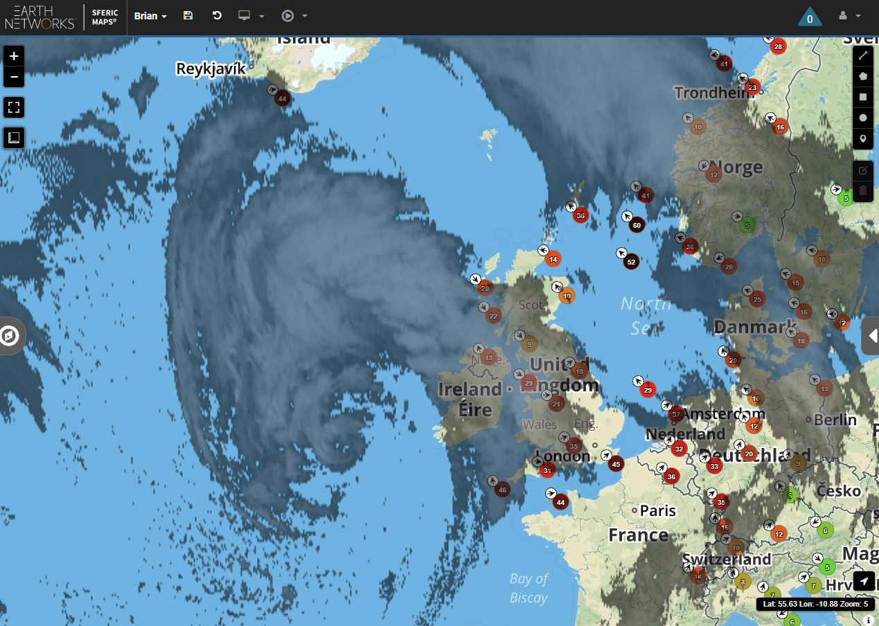 Wind Storm Brian Closes In On Ireland | Earth Networks